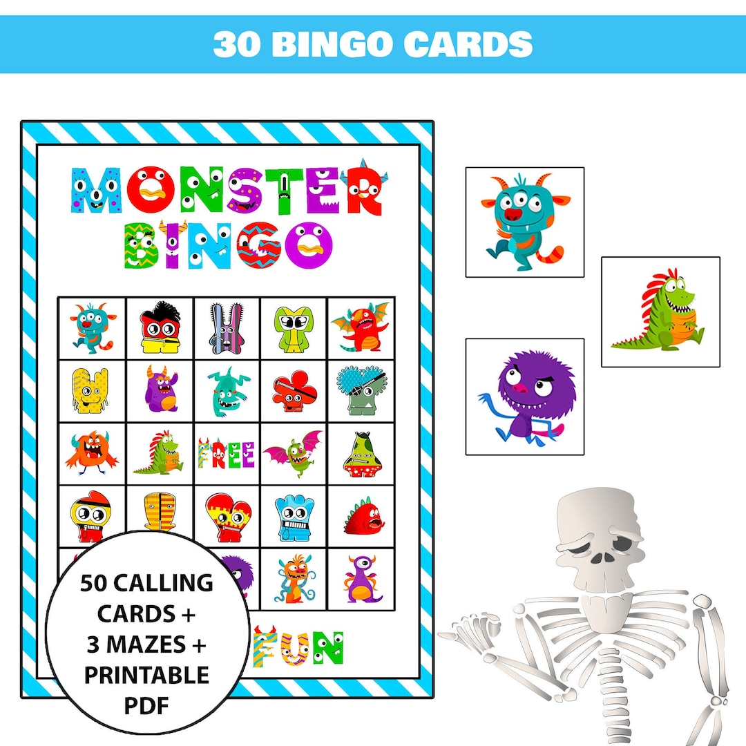 Cute Monster Bingo - Printable Baby Shower Game - Instant Download - 30 ...