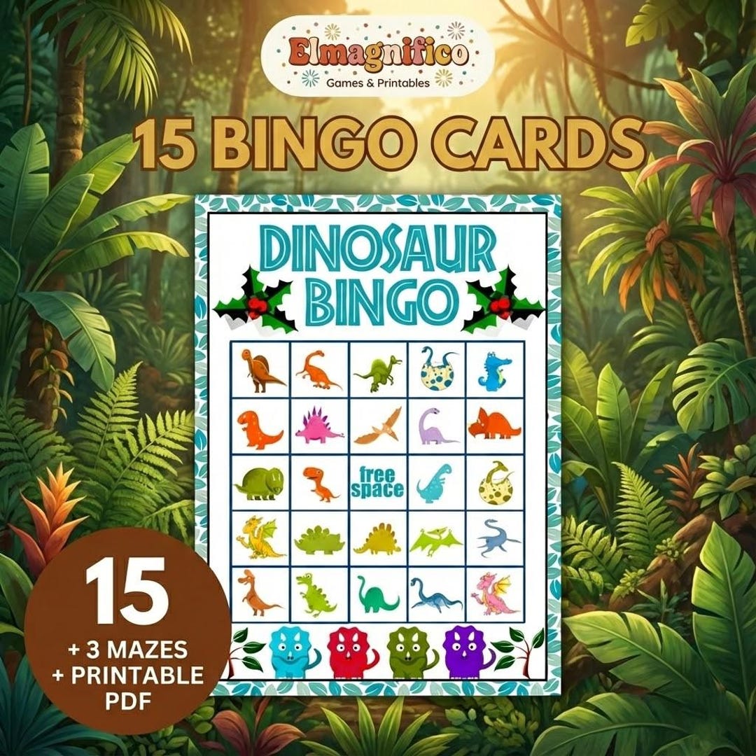 Dinosaur Baby Shower Bingo Game, Hatching Soon Boy Theme, Prehistoric ...