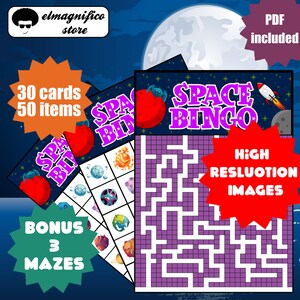 Space Bingo Game - Printable Baby Shower Fun - Instant Download - 30 ...