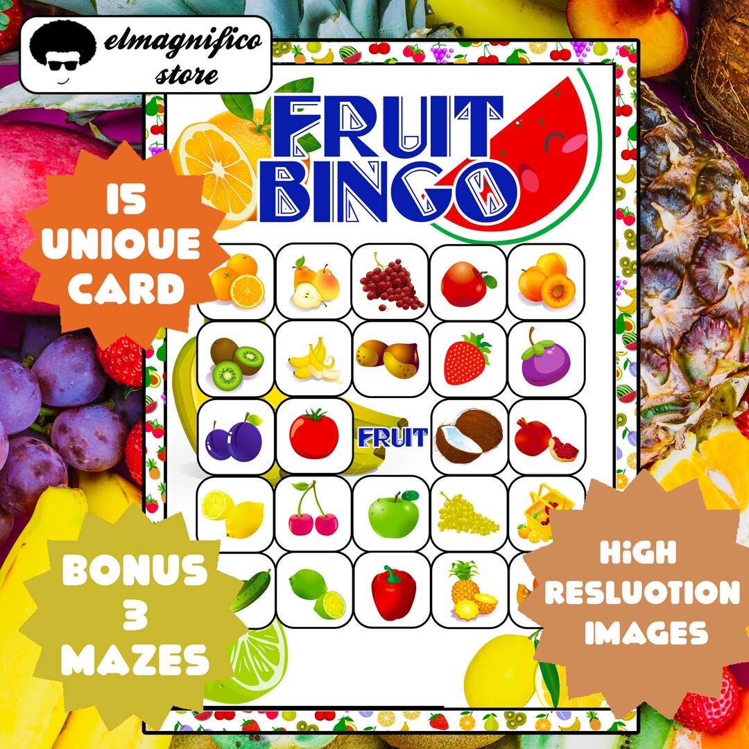 Fruits Bingo - Juicy Fun for All Ages! - Printable Party Game - Instant ...
