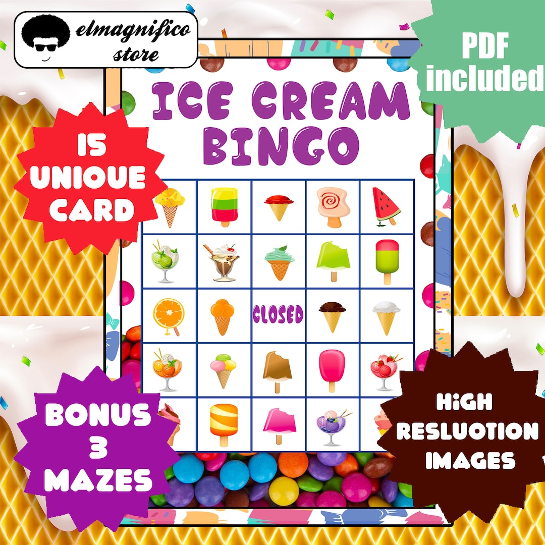 Ice Cream Bingo - Scoop up the Fun! - Printable Party Game - Instant ...