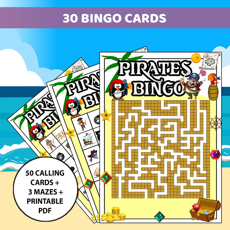 Pirate Baby Shower Bingo Game - Printable Treasure Hunt - Instant ...