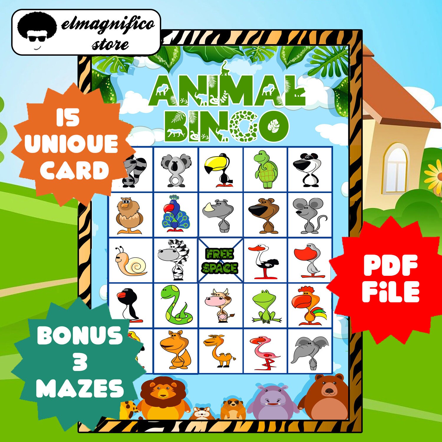 Animal Bingo - Wild Fun for All Ages! - Printable Party Game - Instant ...