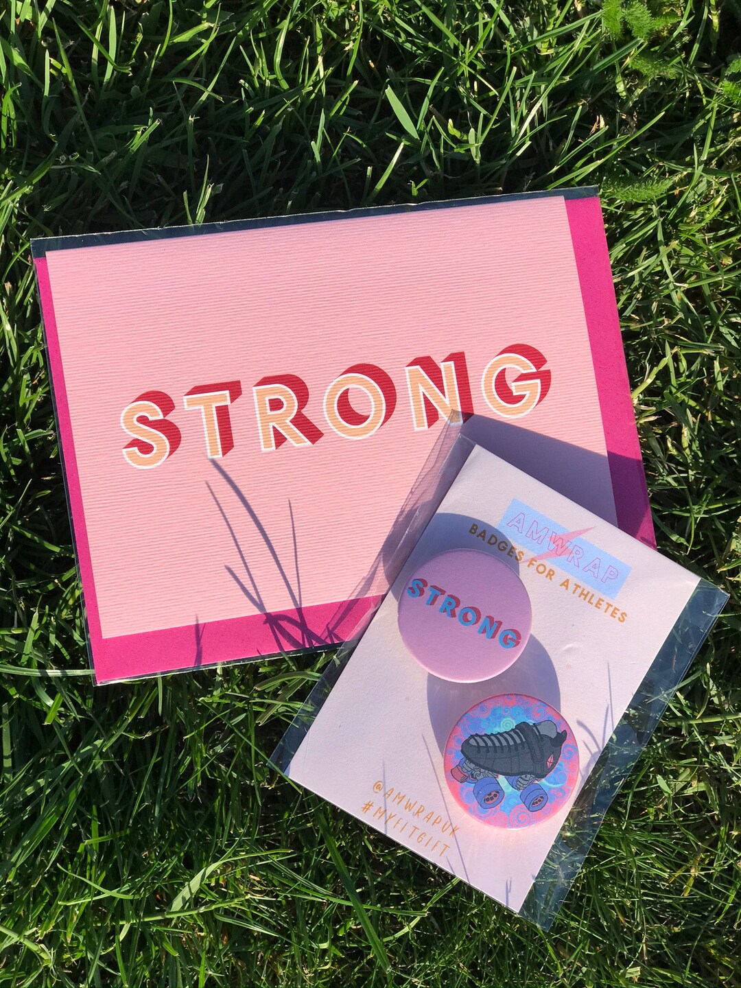 Strong Women Greetings Card and Badge Set, Gift Card, Weightlifting ...