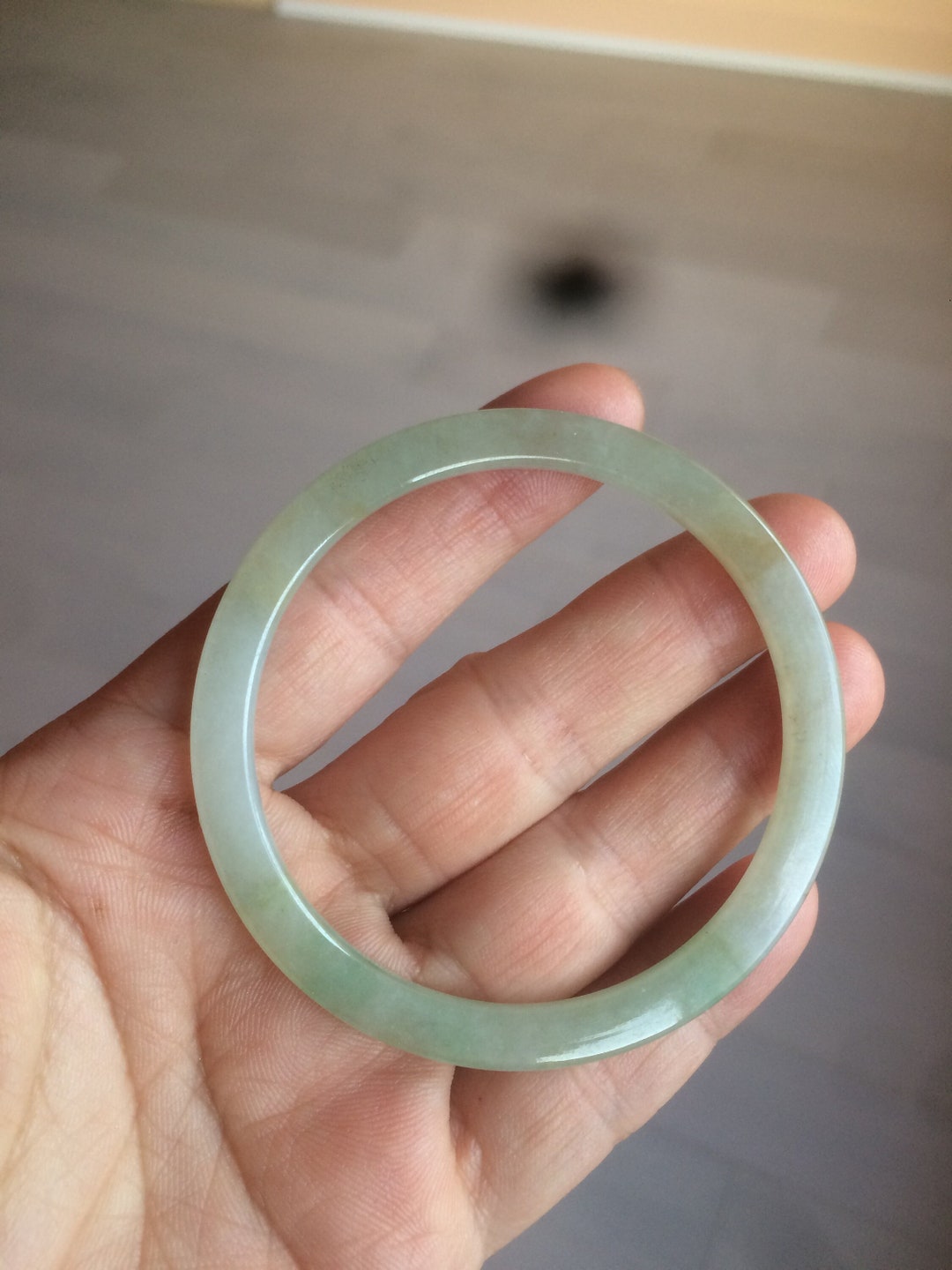 52mm Type A 100% Natural Icy Watery Light Green/yellow Thin Flat Style ...