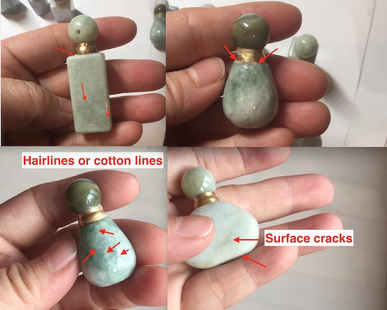 Type A 100% Natural Light Green/white/purple/black Jadeite Jade Perfume ...