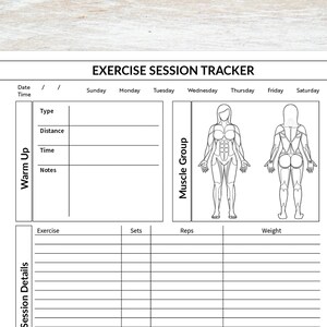 Fitness Tracker Exercise Session Workout Tracker Record - Etsy