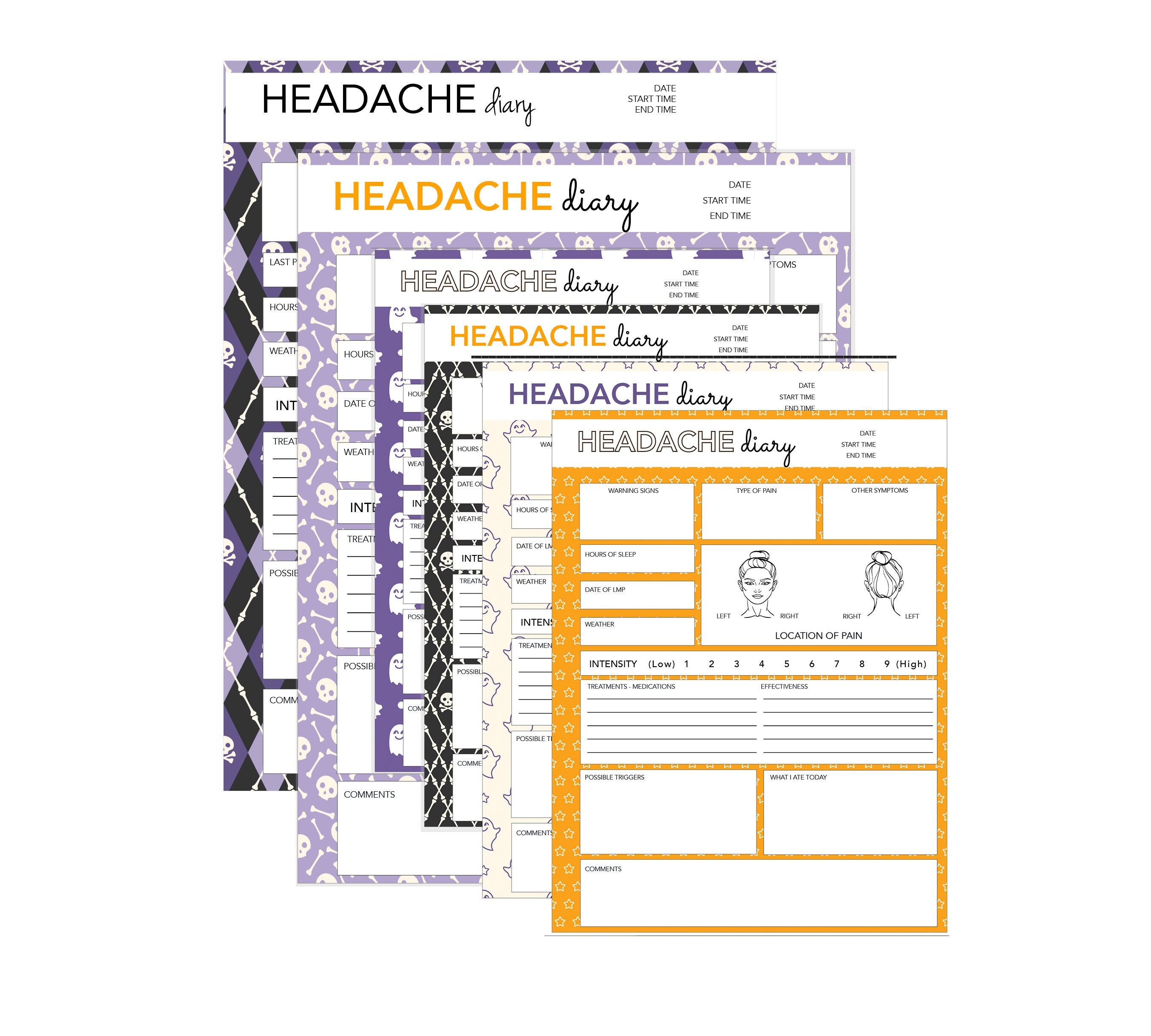 Halloween Migraine Tracker Bundle for Classic Happy Planner - Headache ...