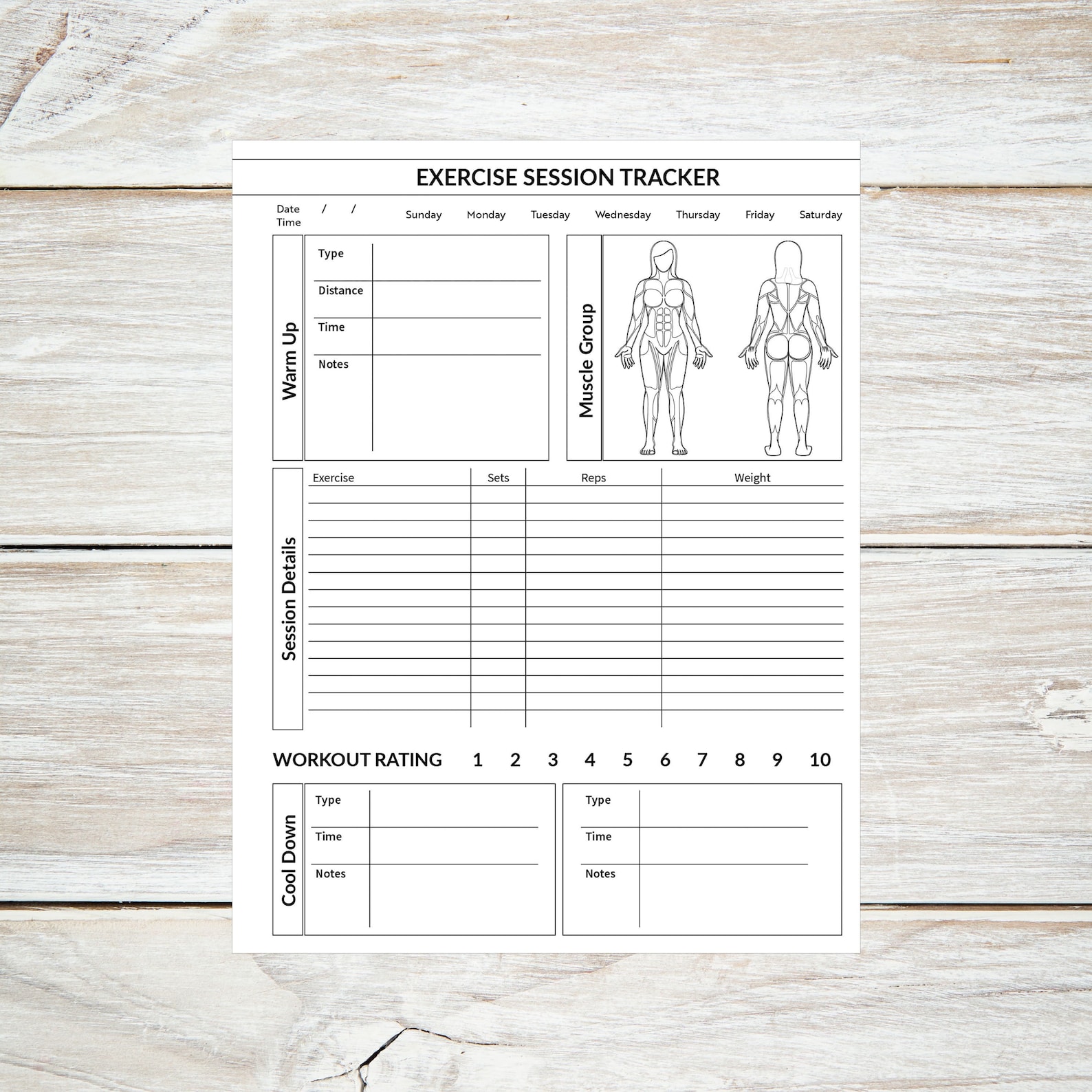 Fitness Tracker Exercise Session Workout Tracker Record - Etsy