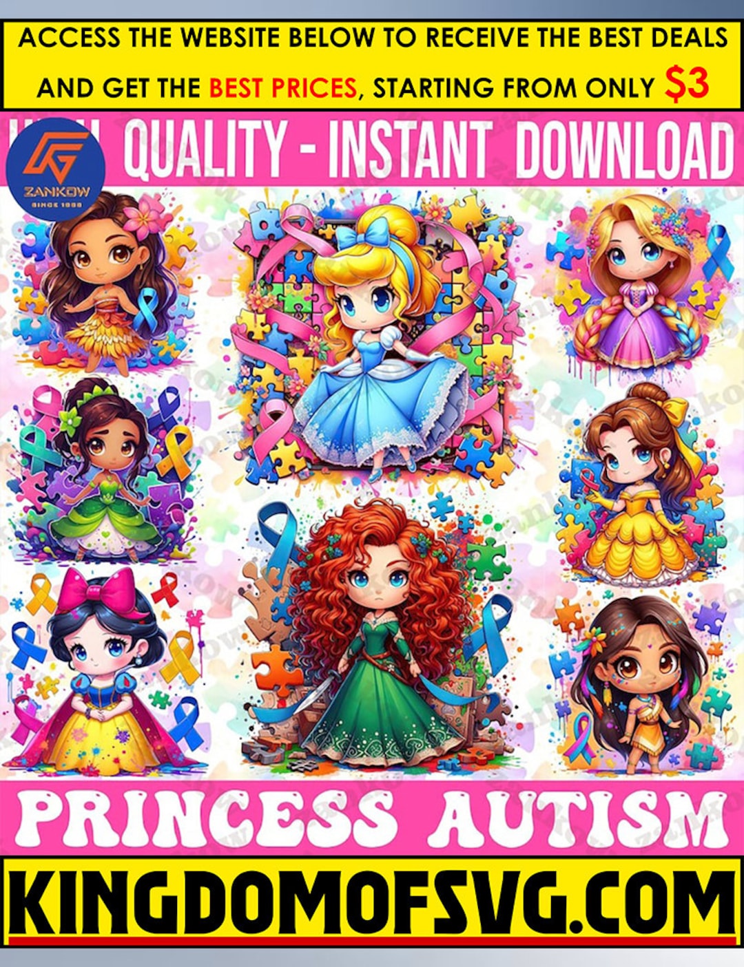 8 Autism Princess Png Bundle, Autism Awareness Png, Awareness Png, Be ...