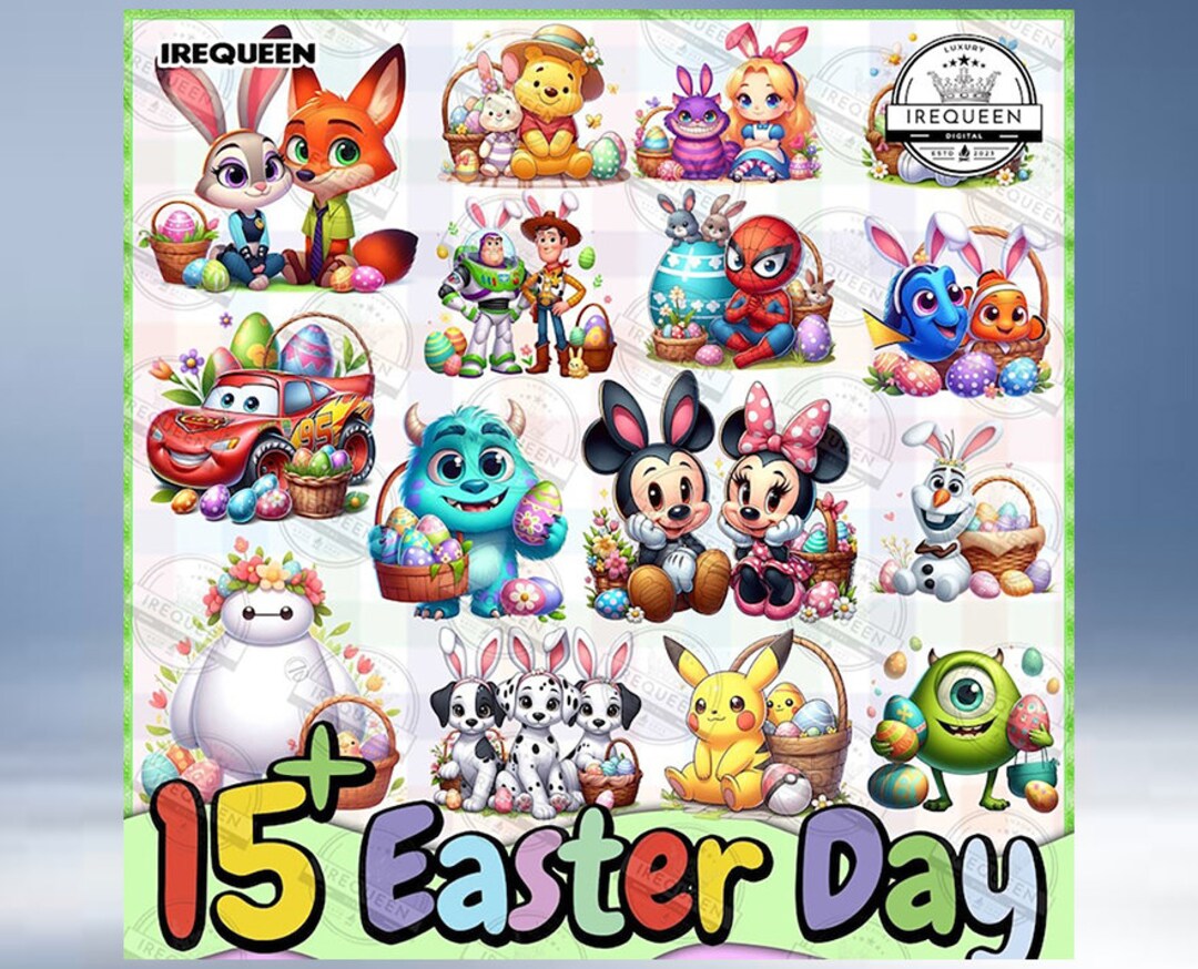 15 Cartoon Easter Character PNG Bundle, Spring Easter Monster Png ...