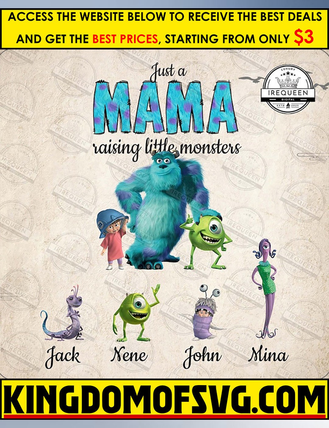 Mama Mimi Nana Cartoon Monster Png, Retro Mama Mermaid Png, Custom Mom ...