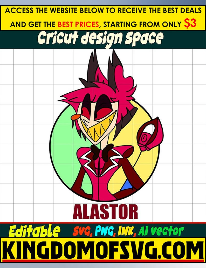 Editable Angel Dust Hazbin Hotel SVG, Alastor Sticker, Loona Sticker ...