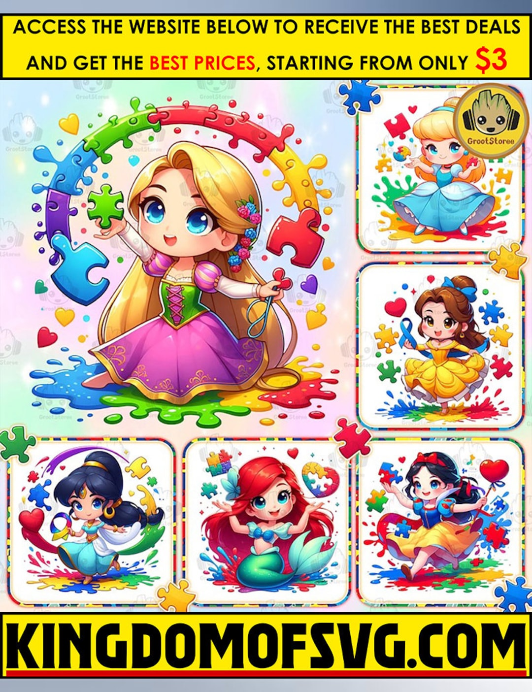 Autism Princess Png Bundle, Autism Awareness Png, Awareness Png, Be ...