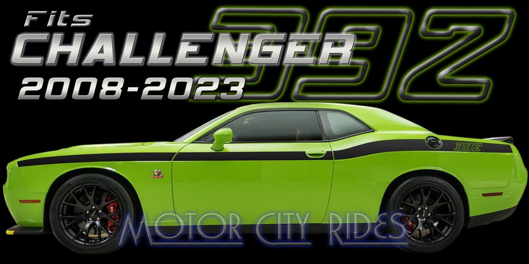 2008-2023 Dodge Challenger- 392 HEMI, Scat Pack, Outline Text, Solid ...