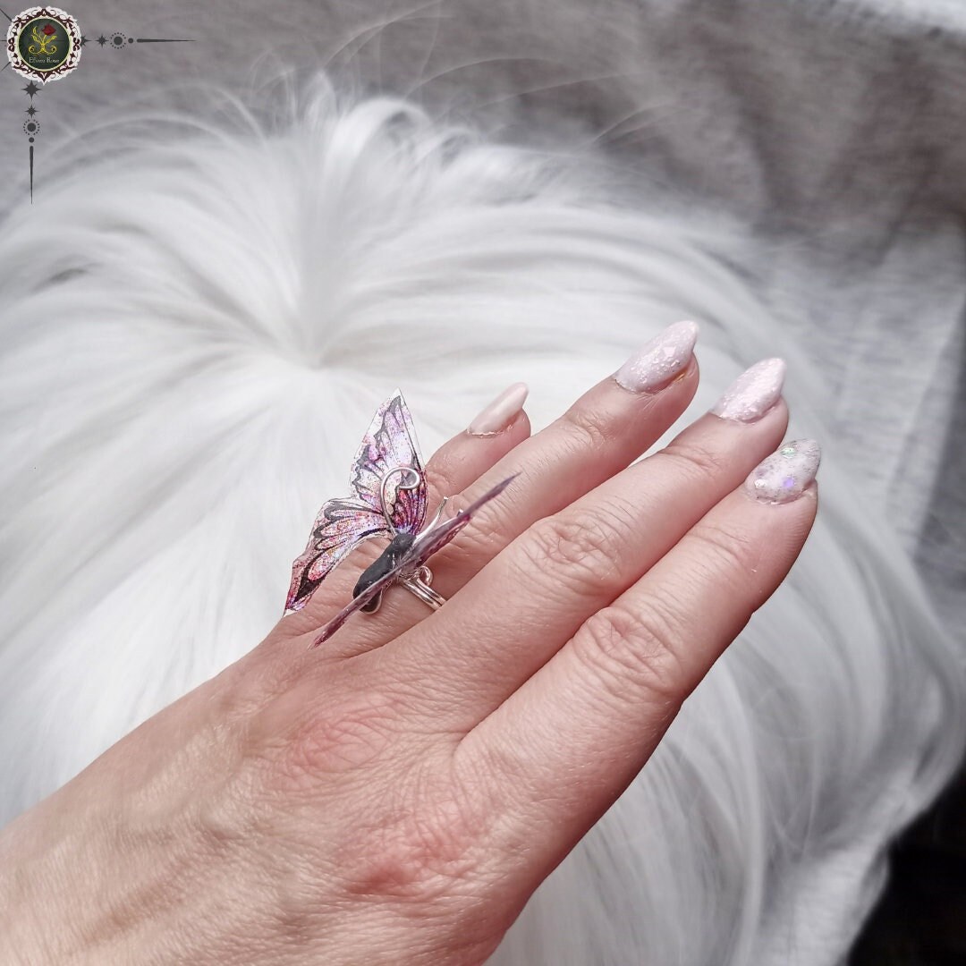 Purple Fairy Wings Ring - Enchanting Fantasy Jewelry, Adjustable Ring ...