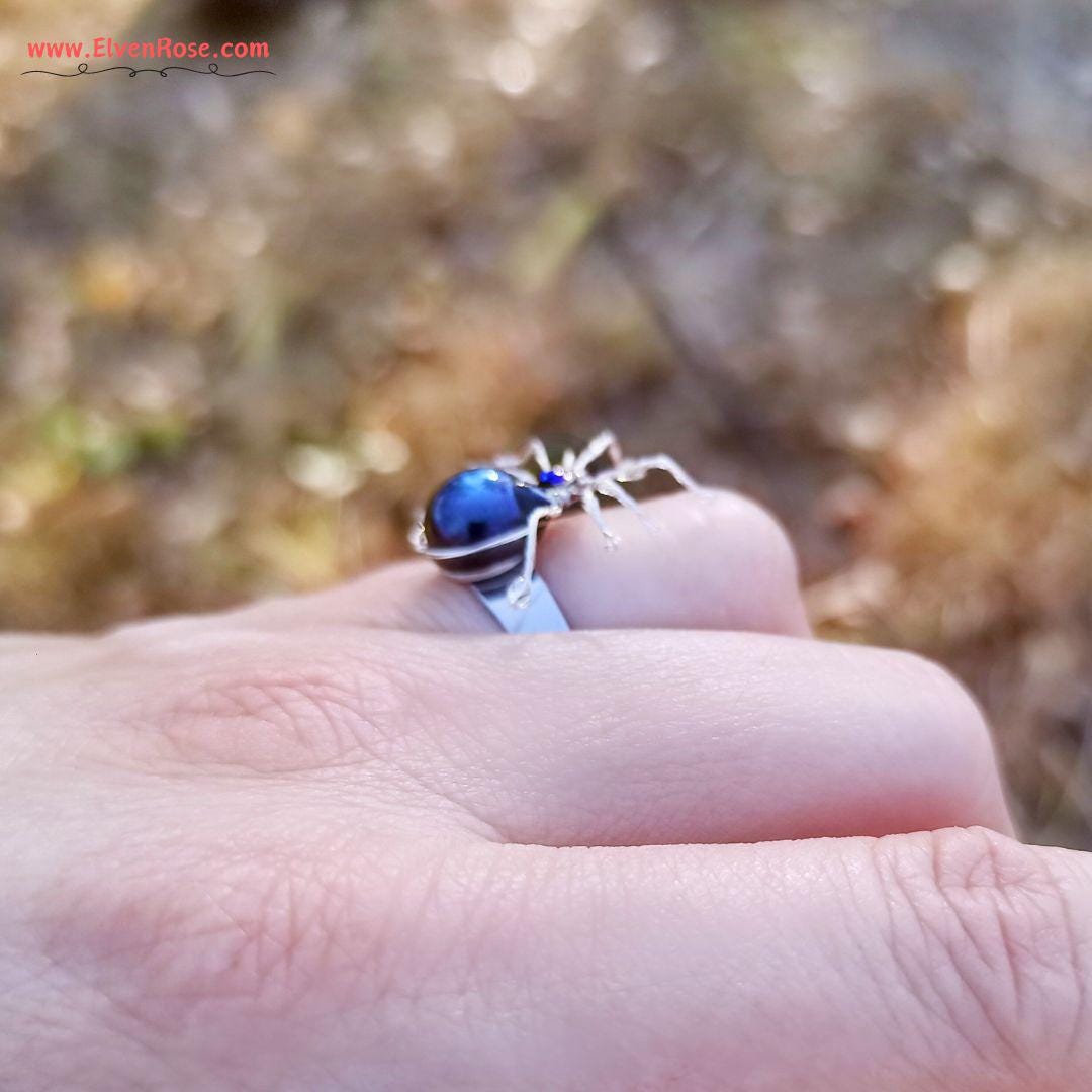 Moonlit Arachnid Spider Ring - Gothic Spider Ring, Punk Spider Ring ...