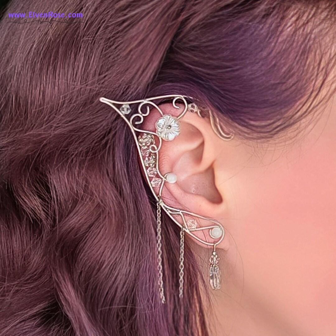 Elven Ear Cuffs: Swarovski Crystal & Moonstone Fairy Ear Wraps - Elf ...