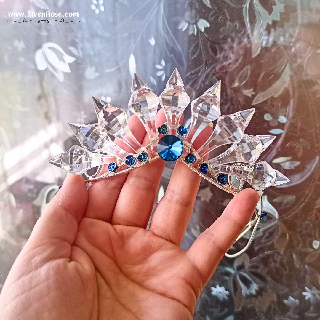 Mystic Bloom Crystal Crown Elegant Silver Plated Headband With Clear ...