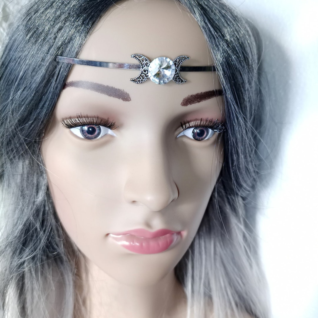 Triple Moon Circlet - Pagan Forehead Adornment With Swarovski Crystals ...