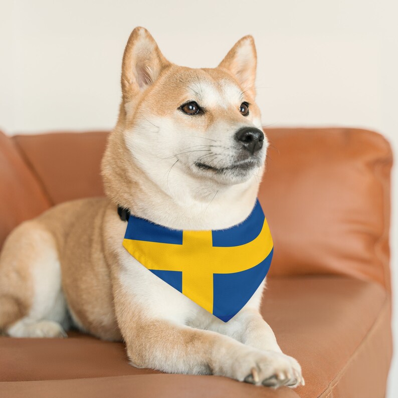 Swedish Flag Dog Bandana Over the Collar, Flag of Sweden SVG, Flag of ...