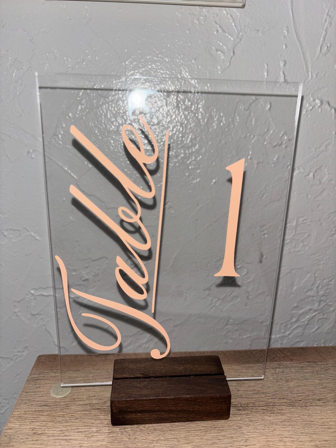 Wedding Table Numbers Peach Acrylic Modern 5x7 Size Rustic Boho Farm ...