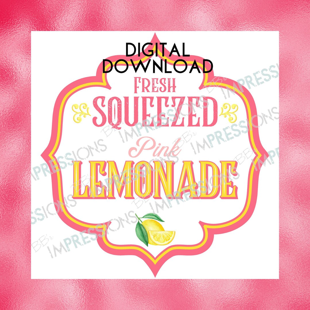 Pink Lemonade Label Png | Sublimation | Waterslide| Lemonade | Fresh ...