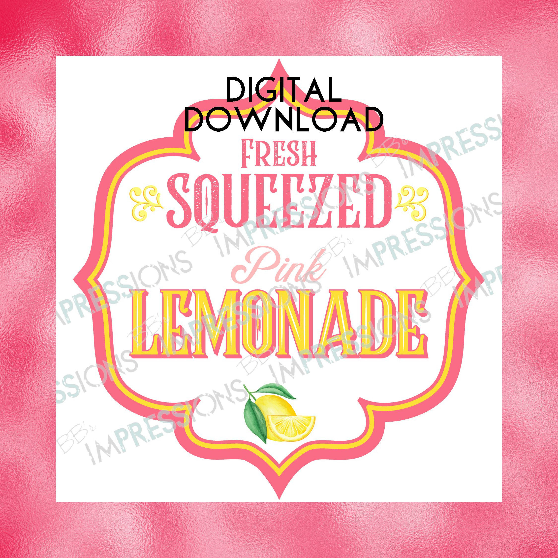 Pink Lemonade Label Png | Sublimation | Waterslide| Lemonade | Fresh ...
