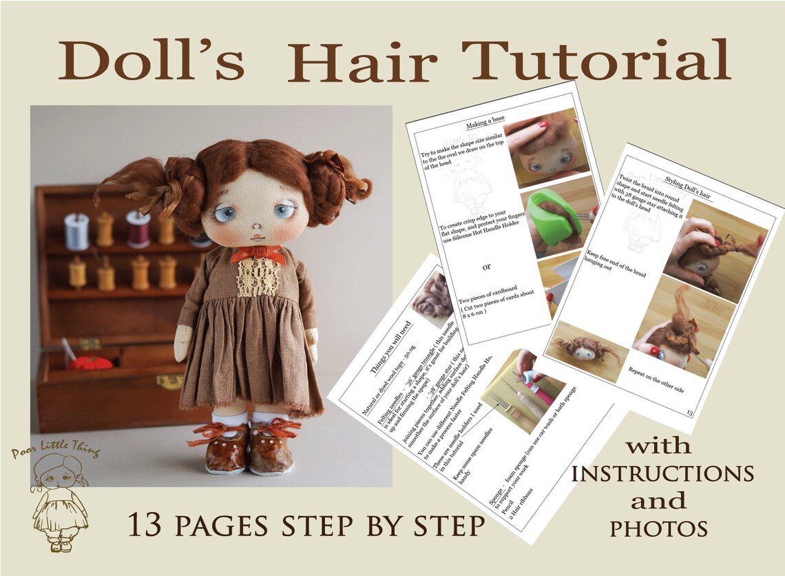 Doll Hair Tutorial, Hair Tutorial, PDF Hair, Video Hair Tutorial, Hair ...