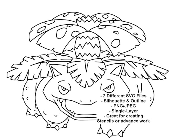 Pokemon Silhouette Venusaur Stencil SVG Cut File PNG - Etsy