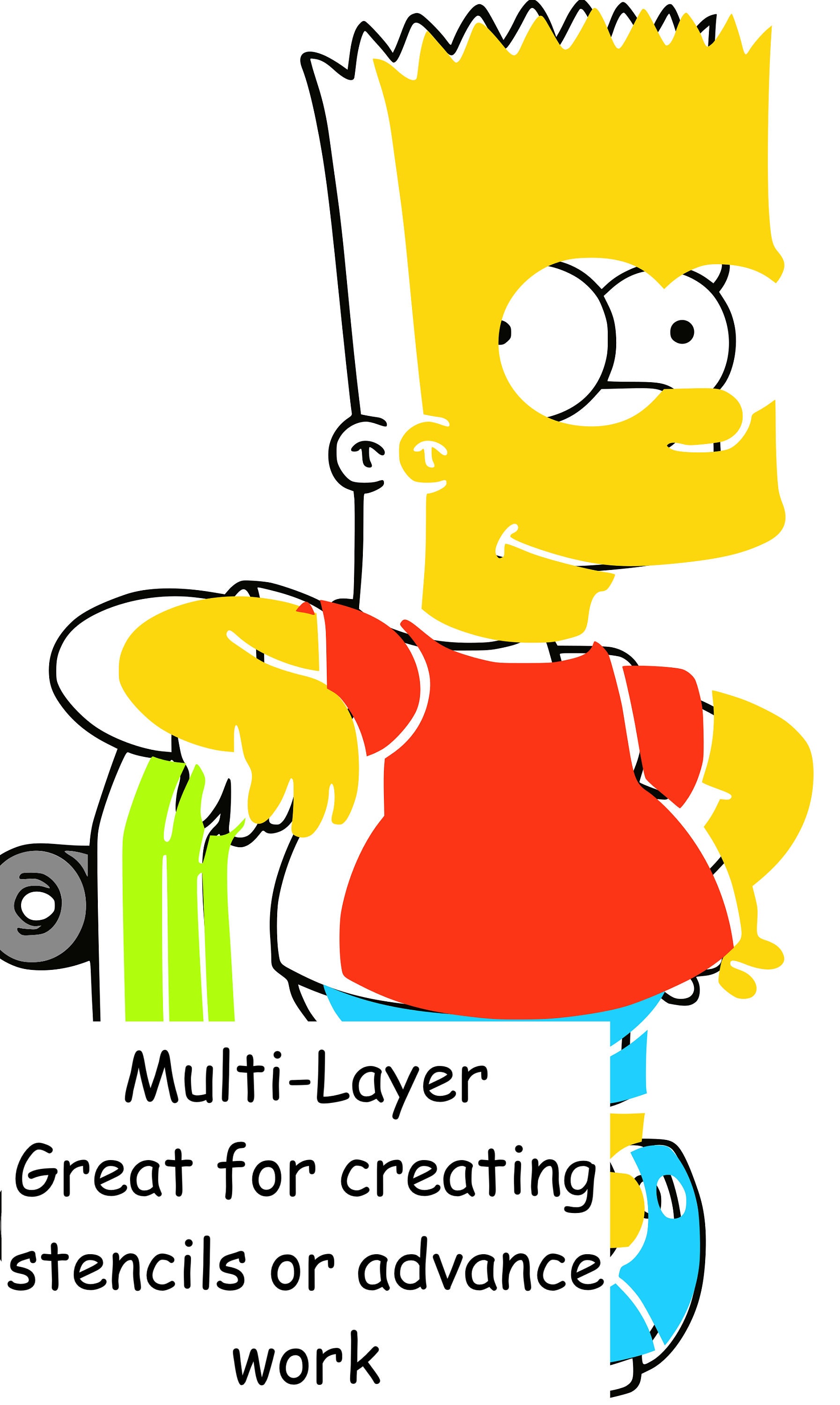 The Simpsons Bart Cartoon Stencil, SVG Cut File, PNG, Layered SVG ...