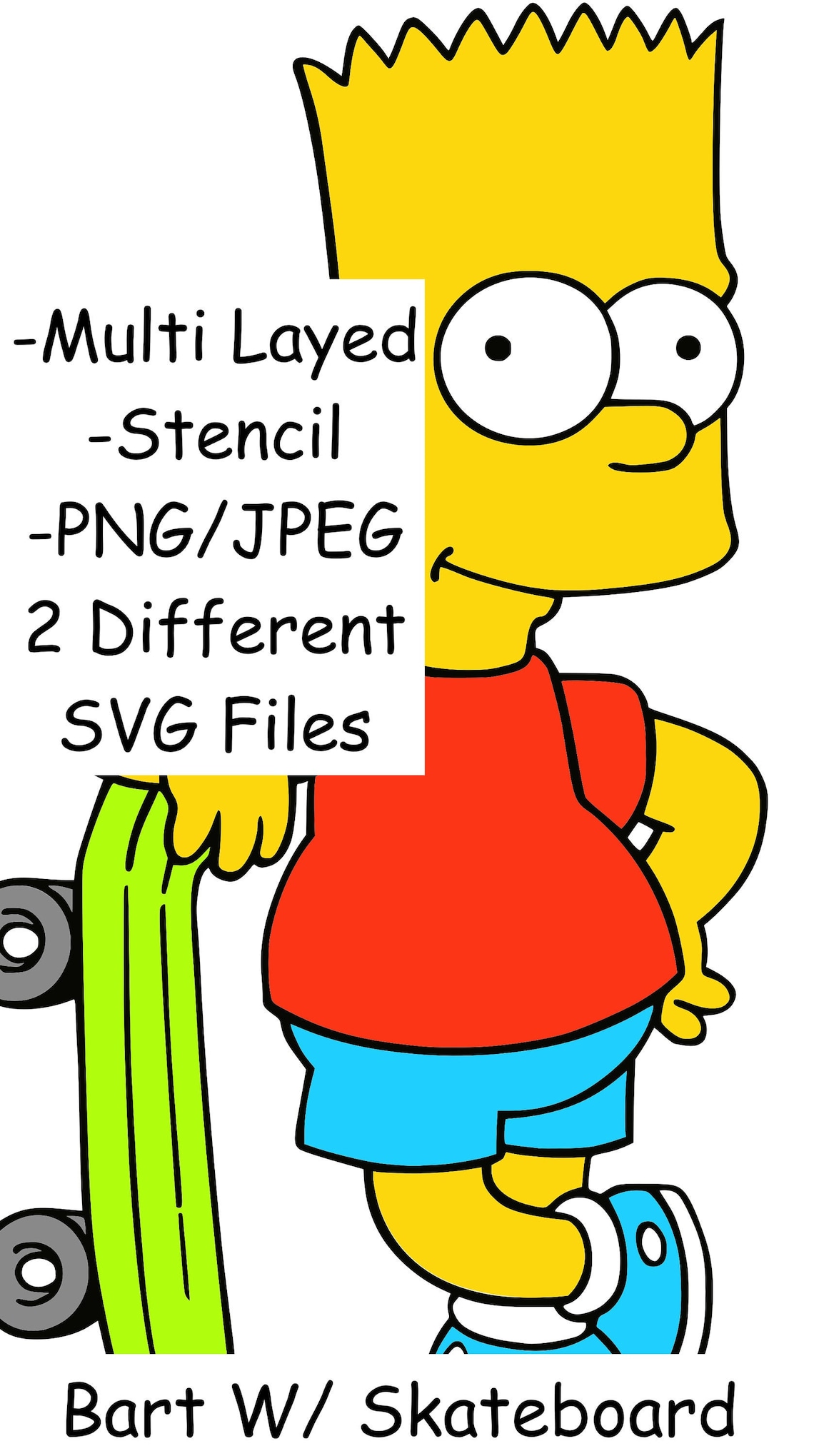 The Simpsons Bart Cartoon Stencil, SVG Cut File, PNG, Layered SVG ...