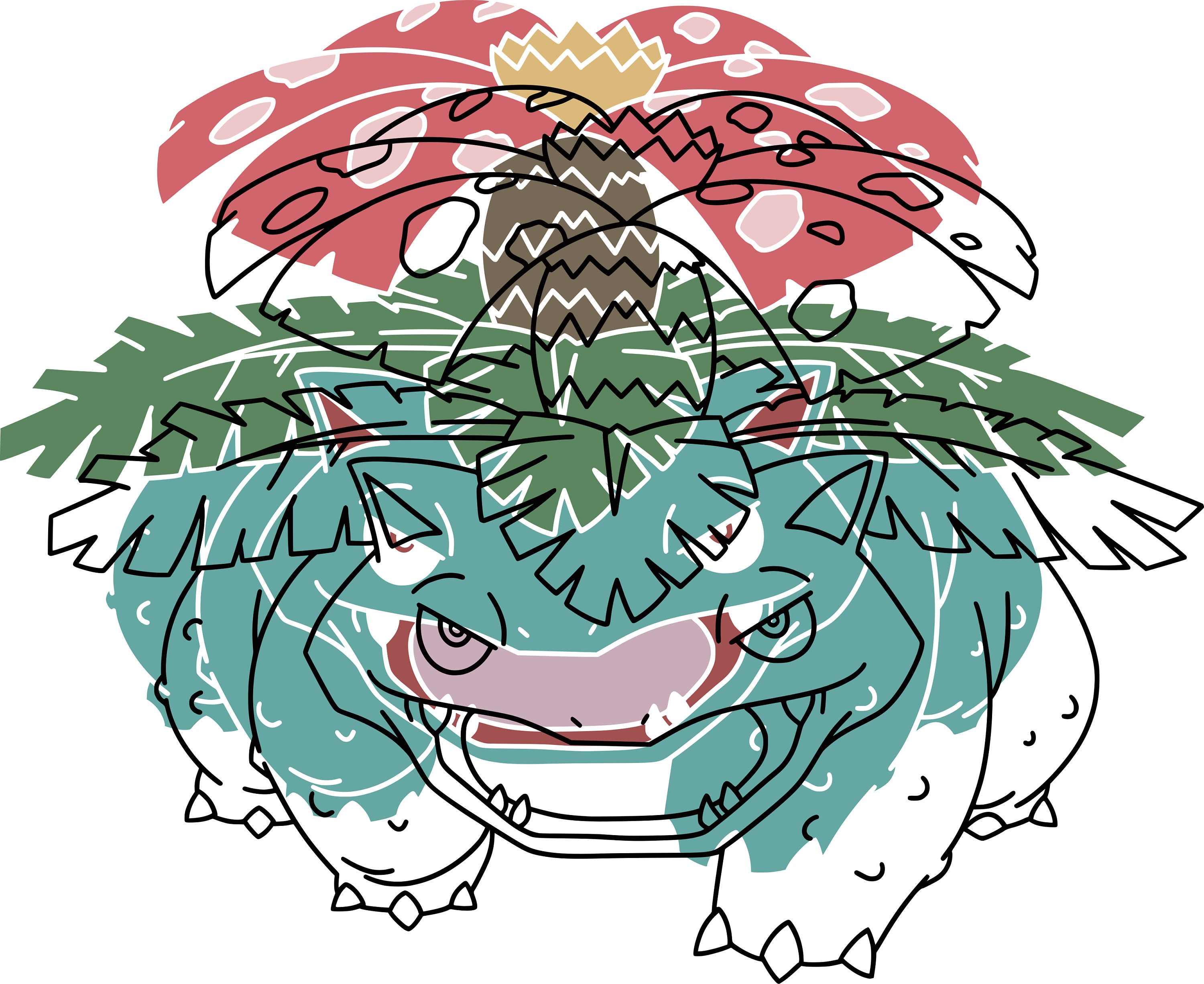 Pokemon Outline Venusaur - Stencil, SVG Cut File, PNG, Layered SVG ...