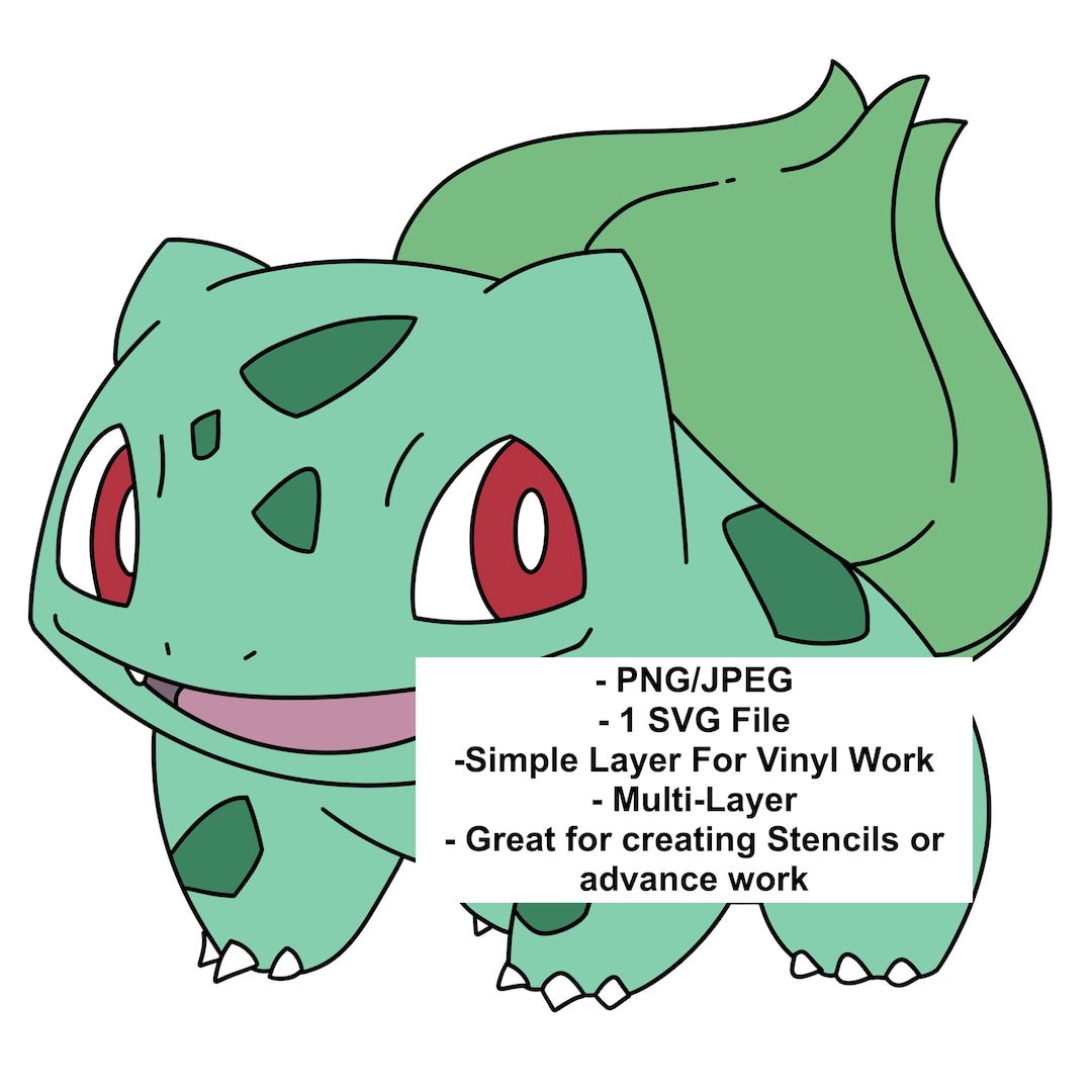 Pokemon Starter Silhouette Bulbasaur - Stencil, SVG Cut File, PNG ...