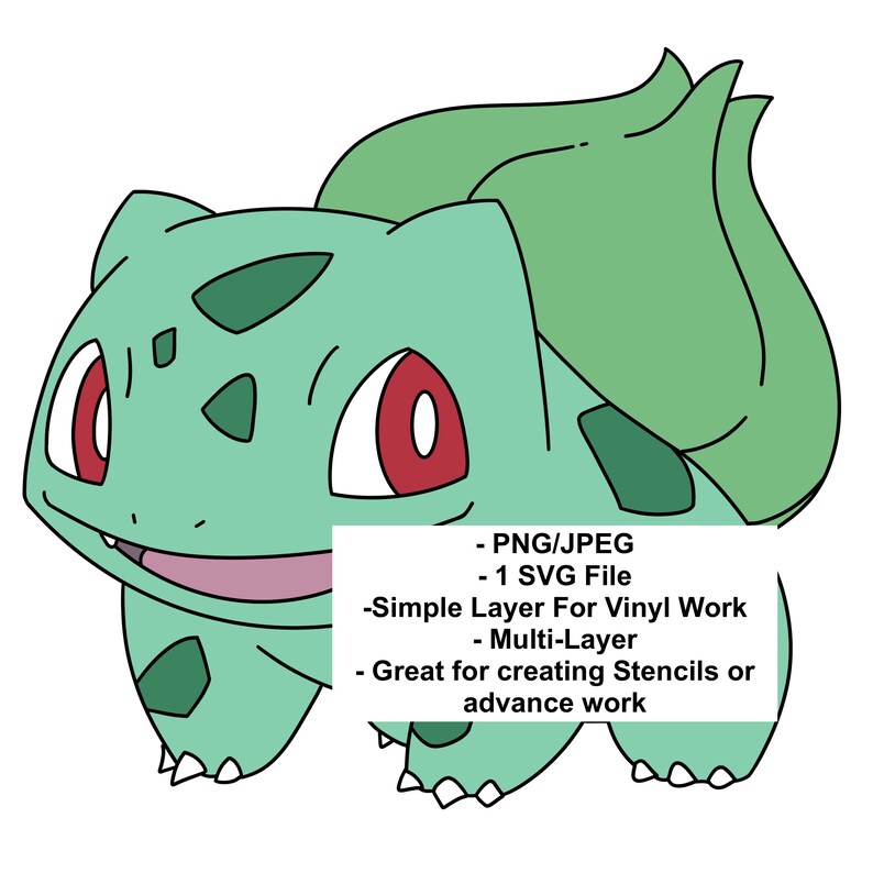 Pokemon Starter Silhouette Bulbasaur - Stencil, SVG Cut File, PNG ...