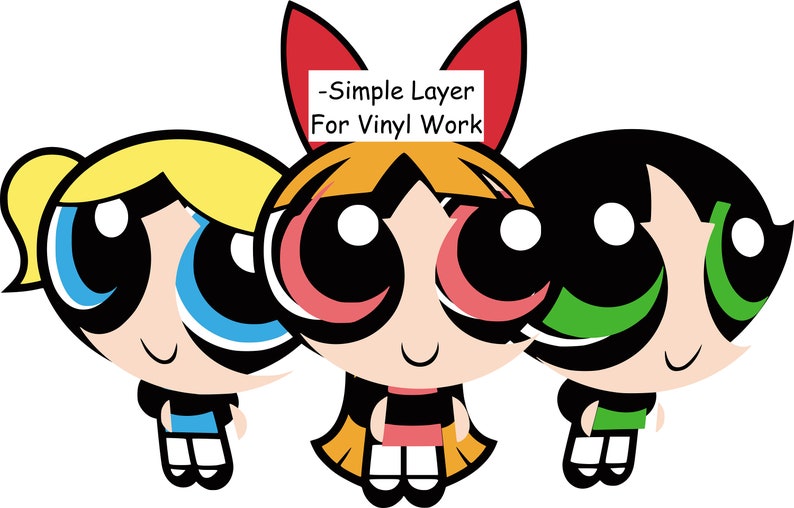 The Powerpuff Girls Cartoon Stencil, SVG Cut File, PNG, Layered SVG ...