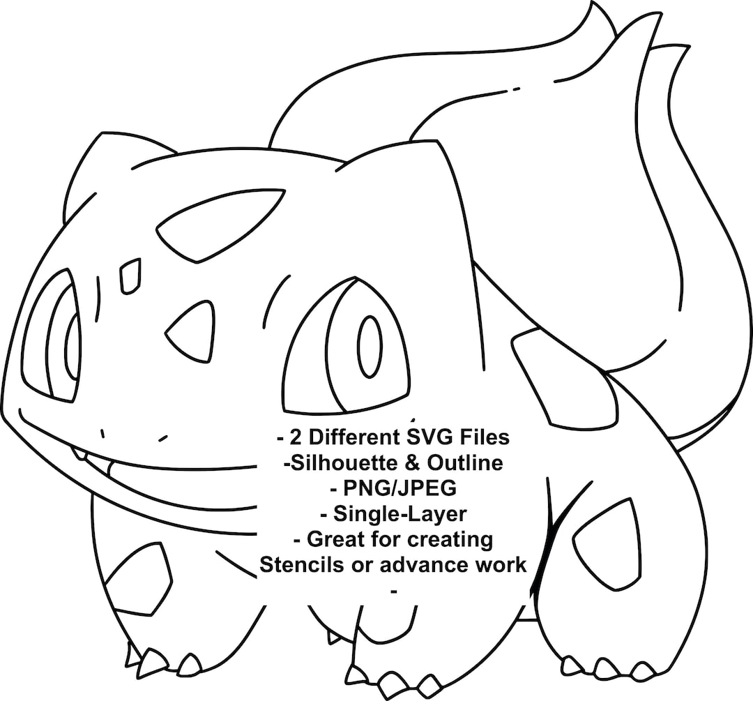 Pokemon Starter Silhouette Bulbasaur - Stencil, SVG Cut File, PNG ...