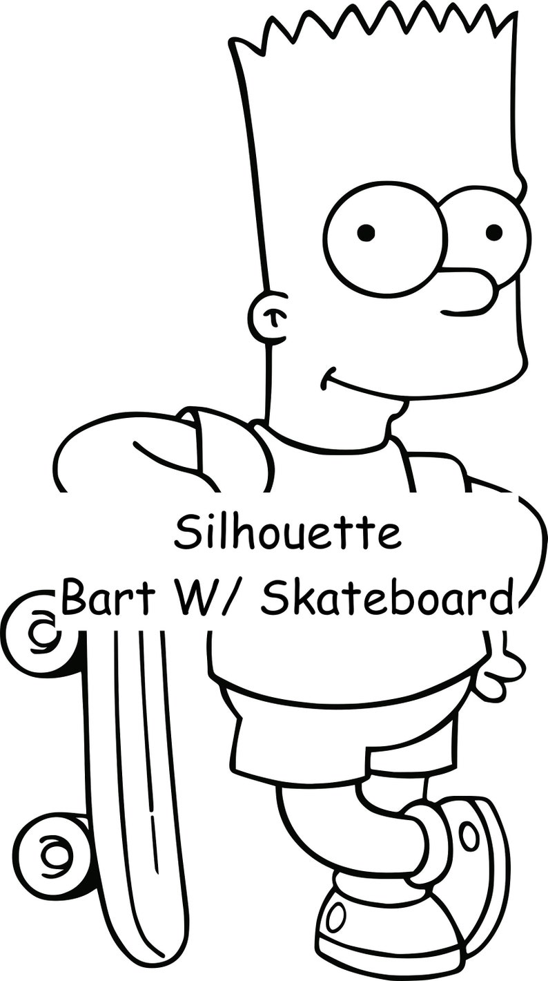 Silhouette the Simpsons Bart Cartoon Stencil, SVG Cut File, PNG ...