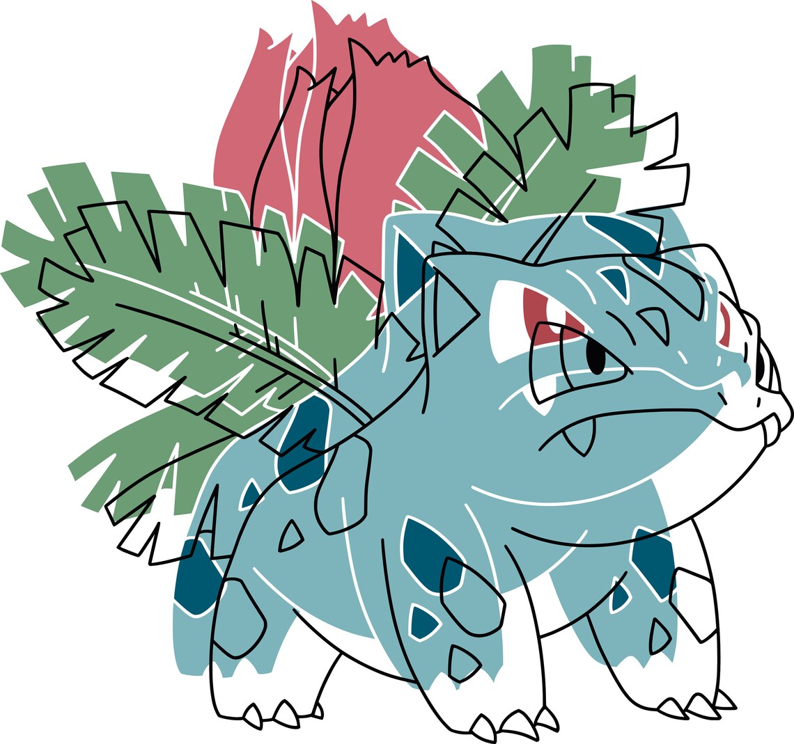 Pokemon Outline Ivysaur Stencil, SVG Cut File, PNG, Layered SVG, Vinyl ...
