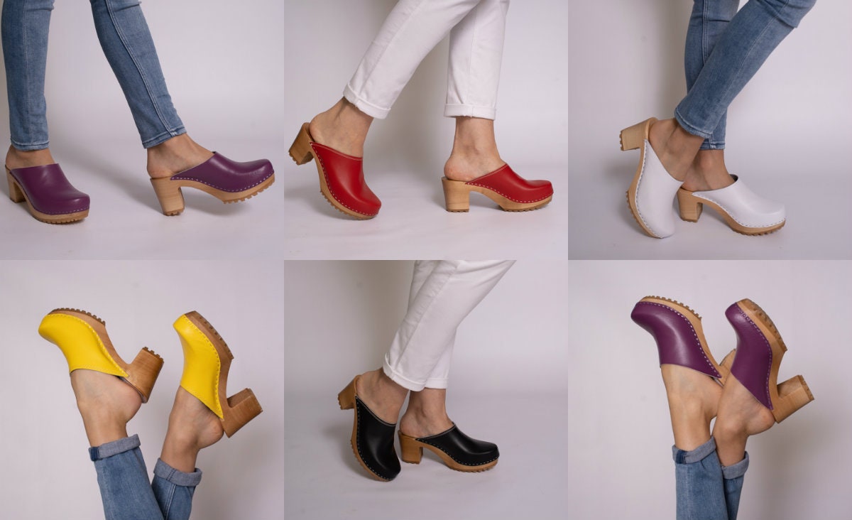 Heel Clogswomen Clogsleather Clogswomen Shoesclogs | Etsy