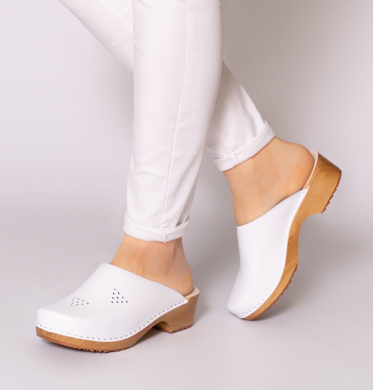 White Clogs,swedish Clogs,leather Clogs,women Shoes,summer Clogs ...