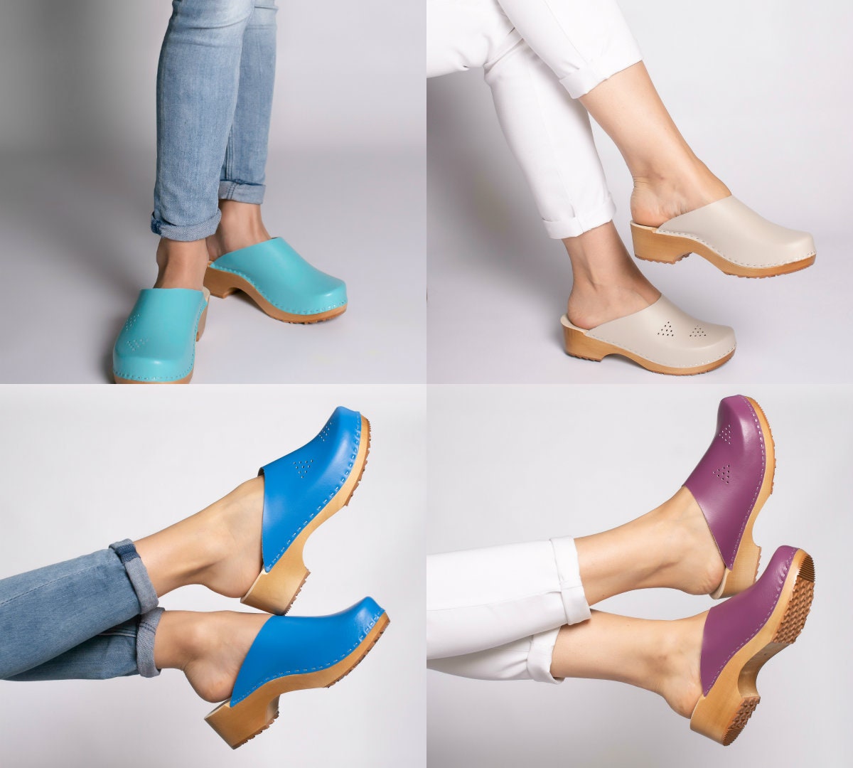 White Clogs,swedish Clogs,leather Clogs,women Shoes,summer Clogs ...