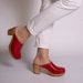 Red Swedish Clogs,clogs Women,high Heel Clogs,women Clogs,leather Shoes ...