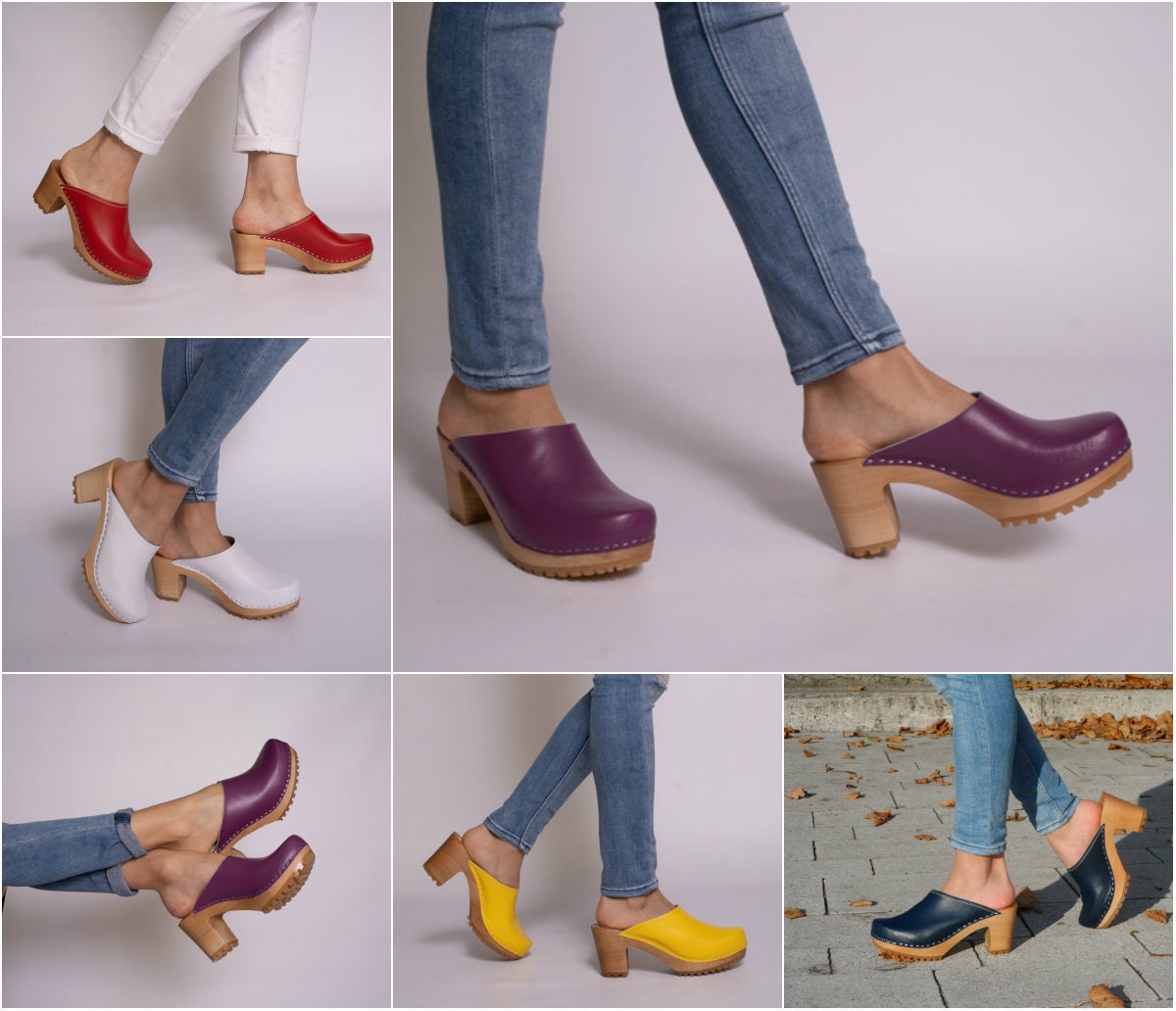 Clogs womenSwedish clogsHeel shoesHeel women clogsLeather | Etsy