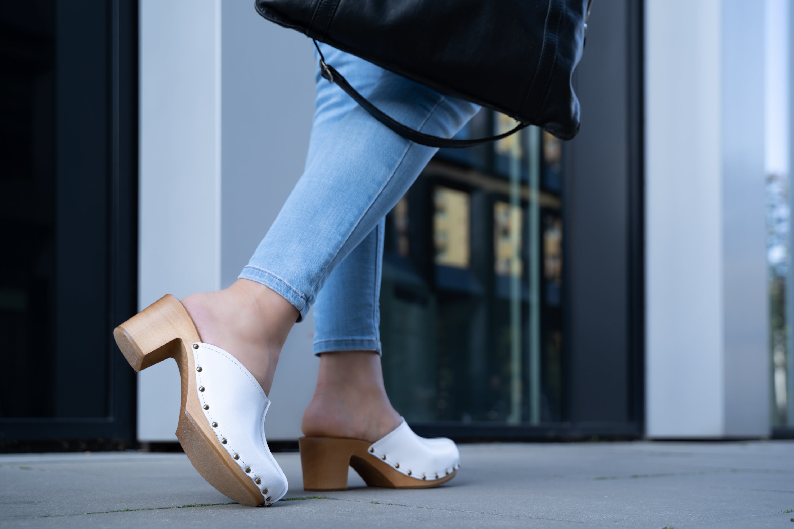 Neue Clogs Ferse Schuhe schwedischen Clogs Leder Frauen Schuhe Sommer ...