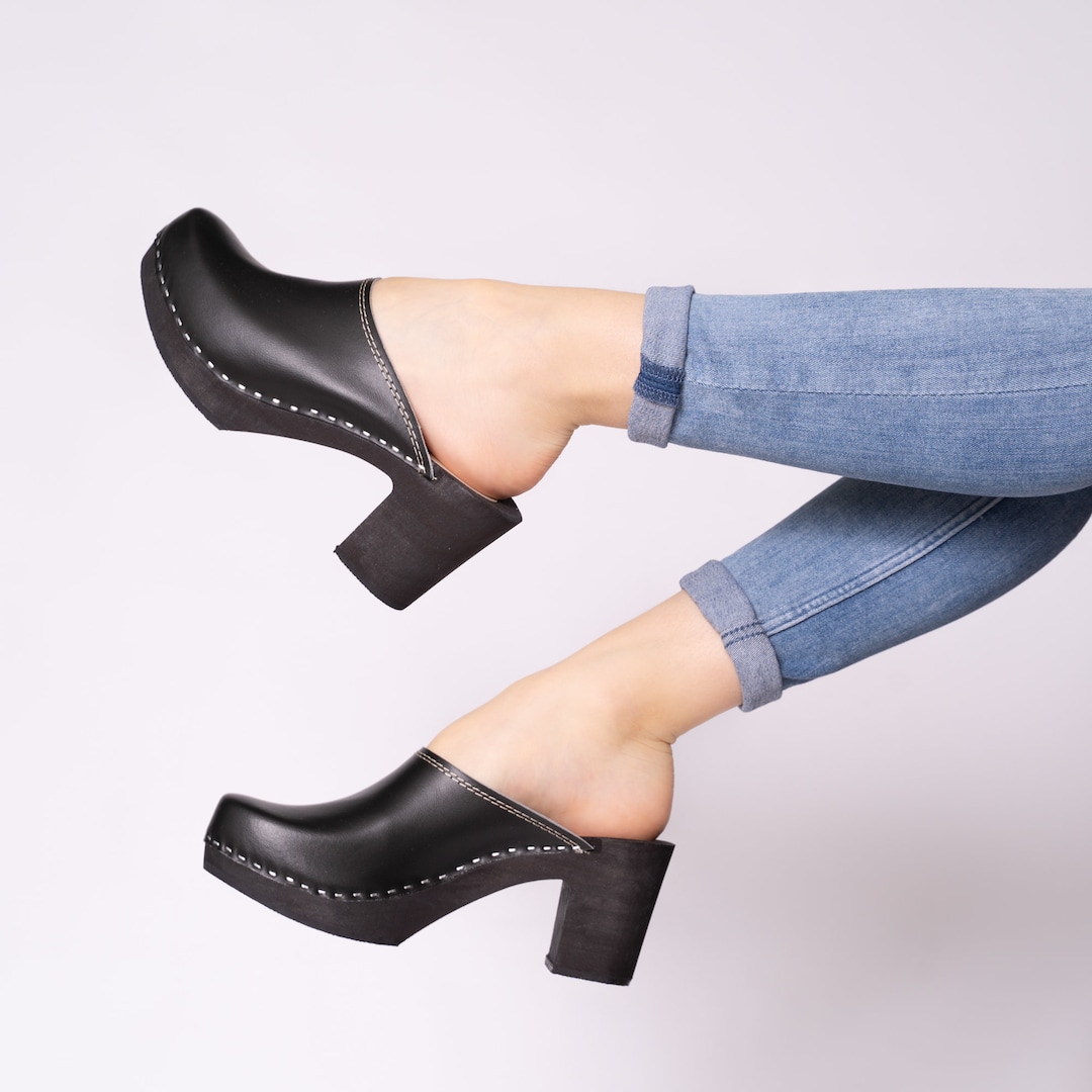 Clogs Women,heel Clogs,women Clogs,leather Shoes,swedish Clogs,leather ...