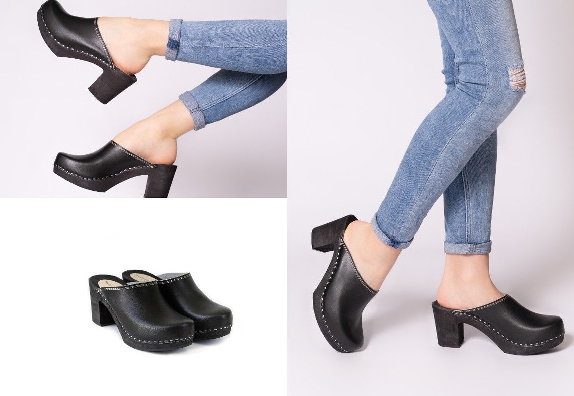 New Heel Clogs Women Clogs Leather Clogs Women Shoes Clogs | Etsy