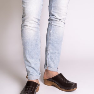 Swedish Men Clogs,leather Men Clogs,men Sandals,brown Leather Clogs ...