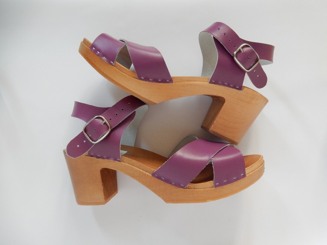Handmade Clogs, Women Clogs, Purple Leather Clogs, Women Sandals ...