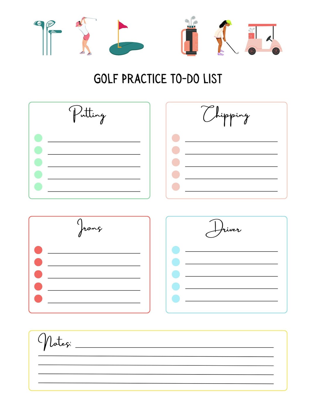 Printable Golf Practice To-do List - Etsy